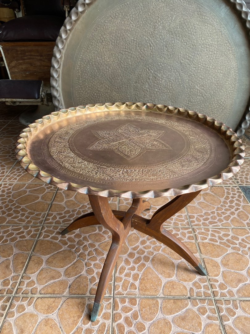 Dulang Berkaki Tembaga Antik, Furniture & Home Living, Furniture ...