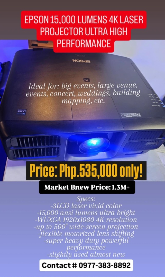 Epson 15000 lumens 4K Laser Projector Ultra High Bright Powerful ...