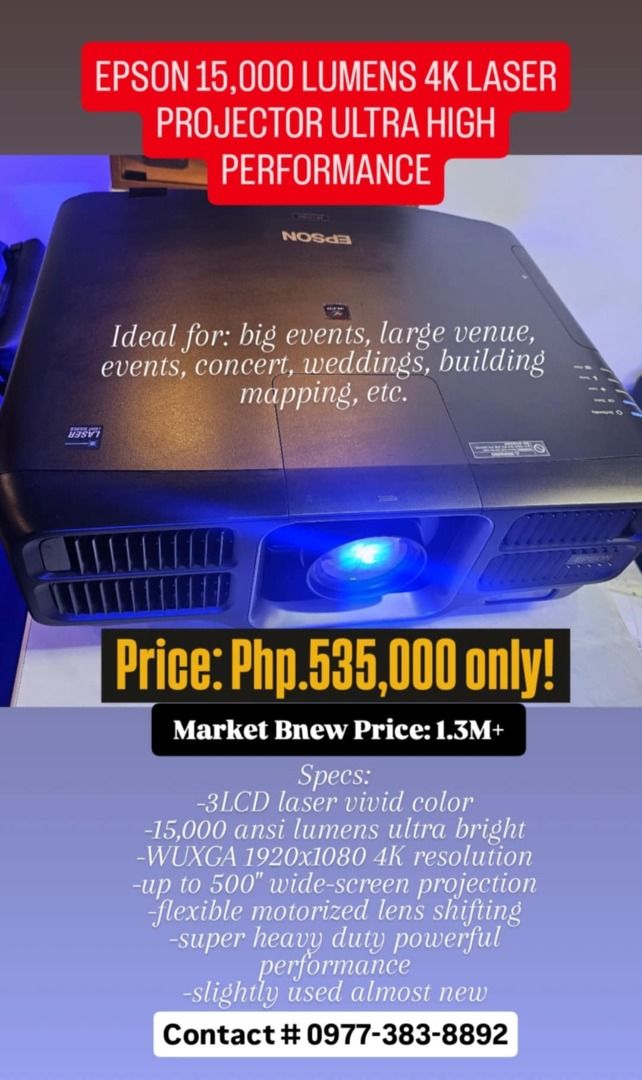 Epson 15000 lumens 4K Laser Projector Ultra High Bright Powerful ...