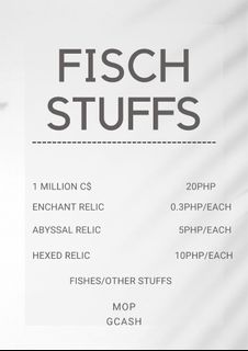 FISCH MONEY FISH RELIC AND ETC, Video Gaming, Gaming Accessories, In ...