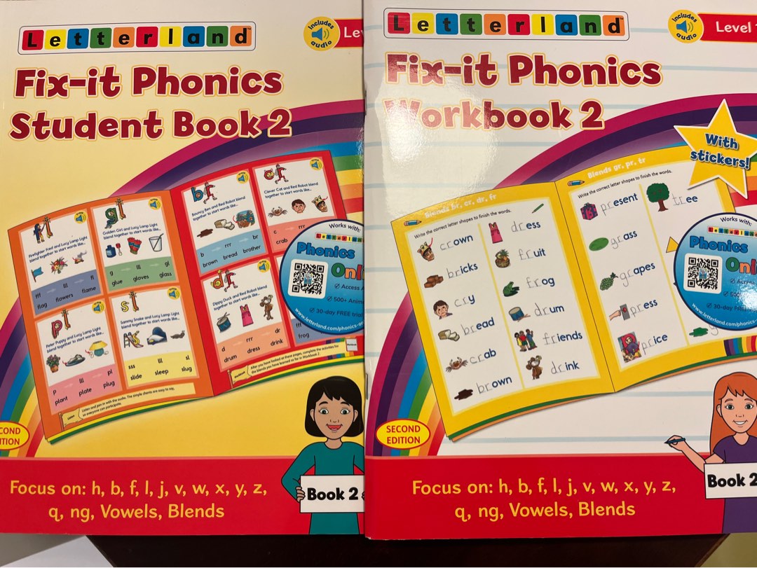 Fit it phonics level 1 student book and workbook 1&2（一共4本）, 興趣及遊戲, 書本 ...