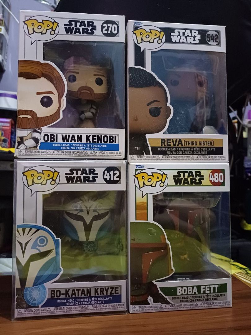 Funko Pops Star Wars (Obi Wan, Reva, Bo-Katan, Boba Fett), Hobbies ...