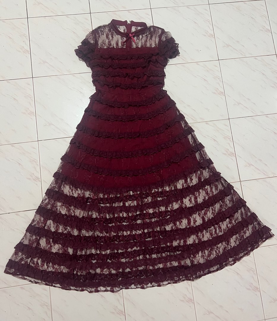 LuLualways maroon maxi dress with issue ribbon is cut, Women's Fashion ...