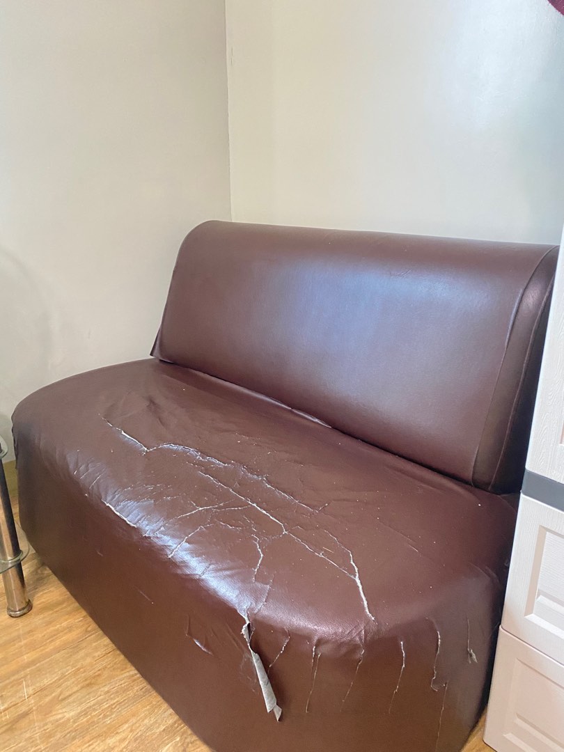 Mini Dark Brown Leather Sofa, Furniture & Home Living, Furniture, Sofas on Carousell