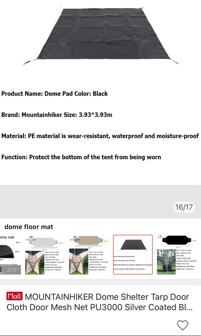 Mountainhiker dome pad, Sports Equipment, Hiking & Camping on Carousell