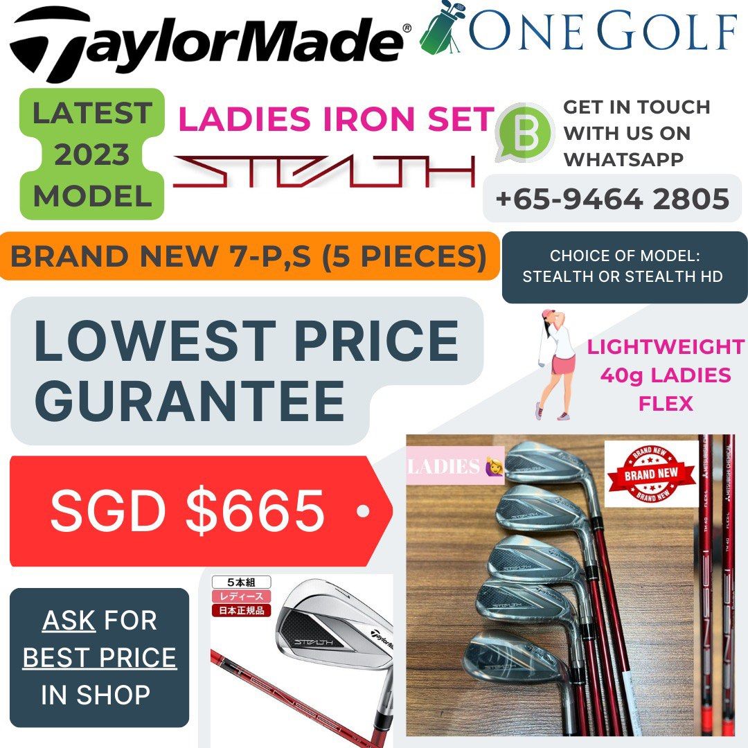 NEW LADIES TaylorMade Stealth Irons (7-S) (5 Pieces) [With Lightweight ...