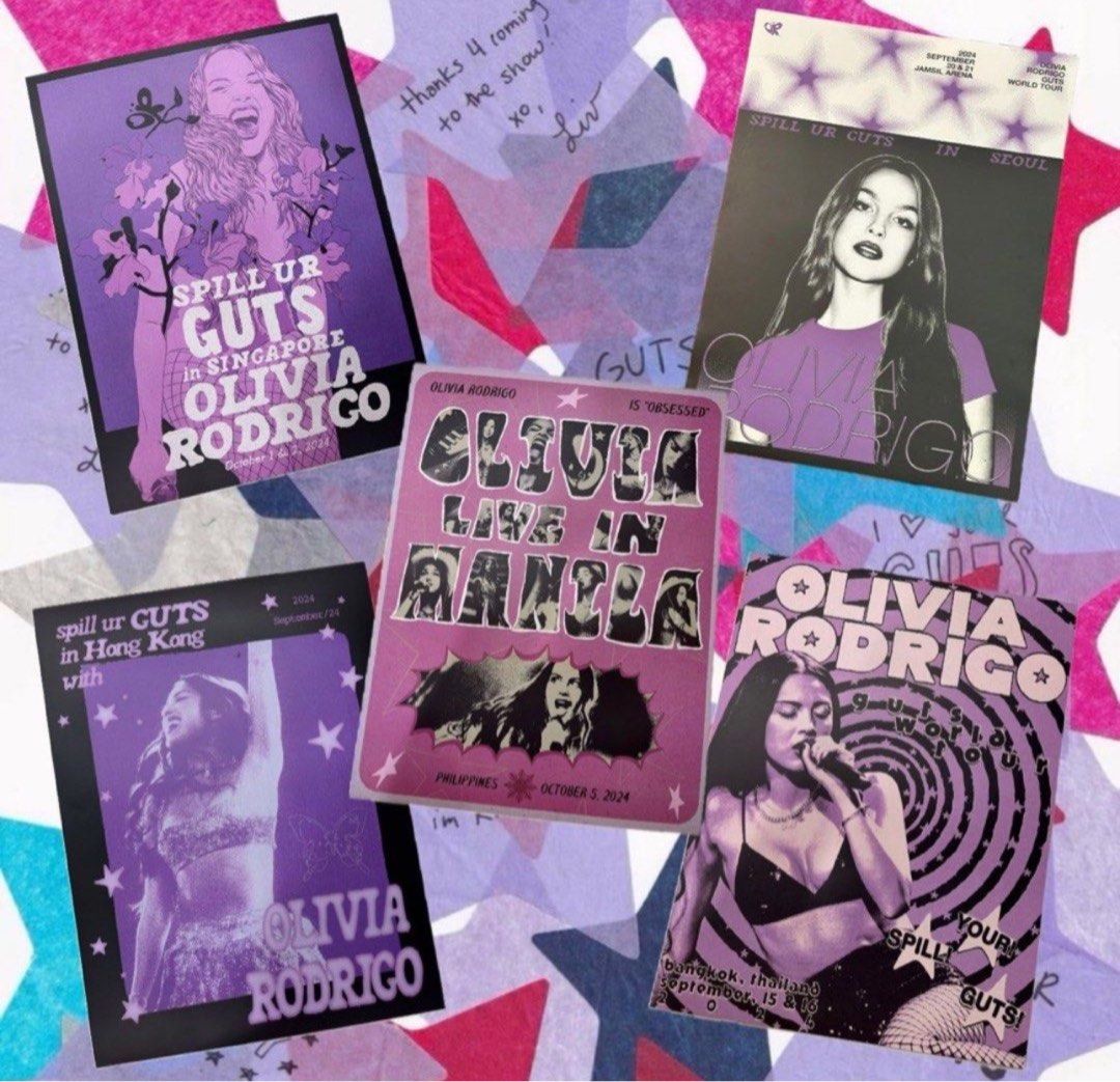 Olivia Rodrigo GUTS word tour official set of posters, Hobbies & Toys ...