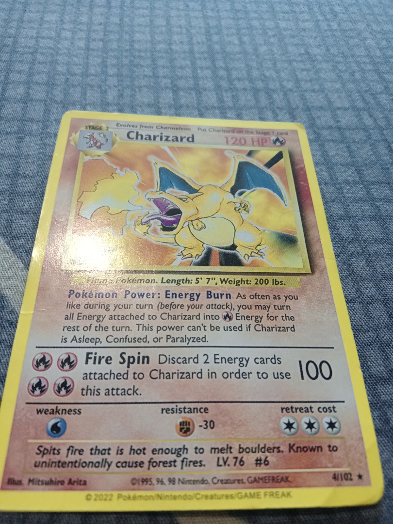 original charizard Pokemon card, Hobbies & Toys, Toys & Games on Carousell