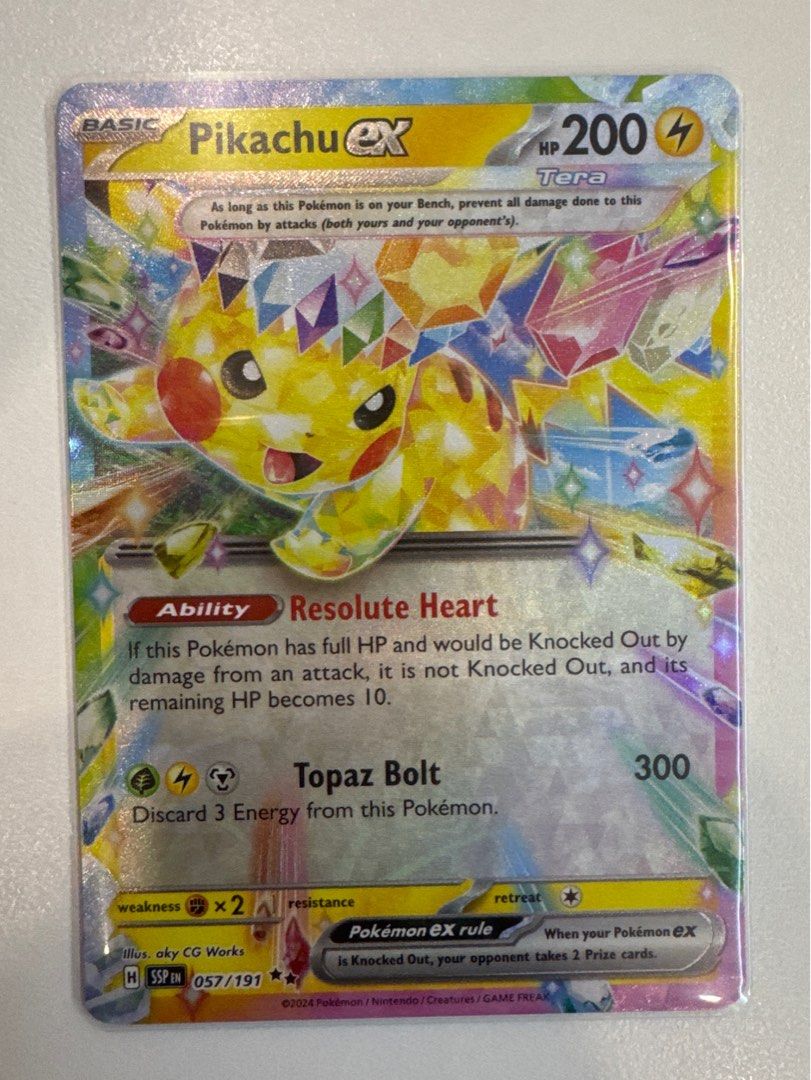 Pikachu Ex Surging Sparks, Hobbies & Toys, Toys & Games on Carousell