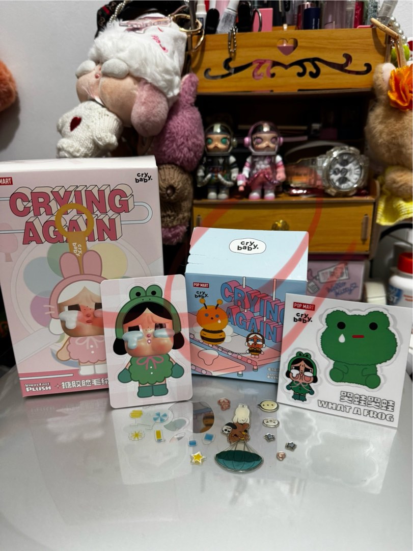 [SOLD AS SET] POPMART Crybaby Crying Again Vynil Face Plush Pendant and ...