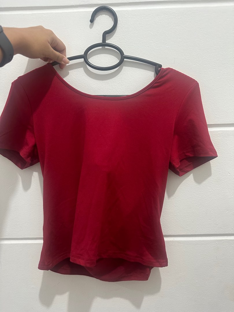 Red revealing back lovito top, Women's Fashion, Tops, Others Tops on ...