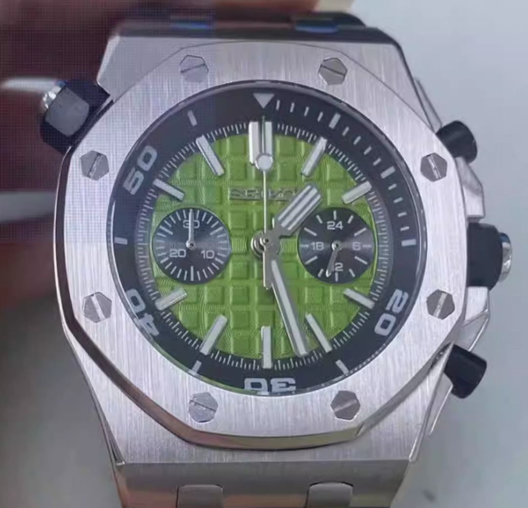 Seiko AP Royal Oak Green Dial Chronograph 41mm, Men's Fashion, Watches ...