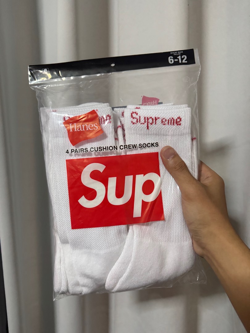 Supreme x Hanes Crew Socks / Tote Bag, Men's Fashion, Footwear, Shoe ...