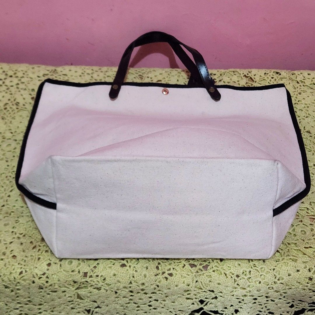 Tas Shopper Tote Besar/Jumbo BEANPOLE Canvas Putih Tulang/BW/Ivory ...