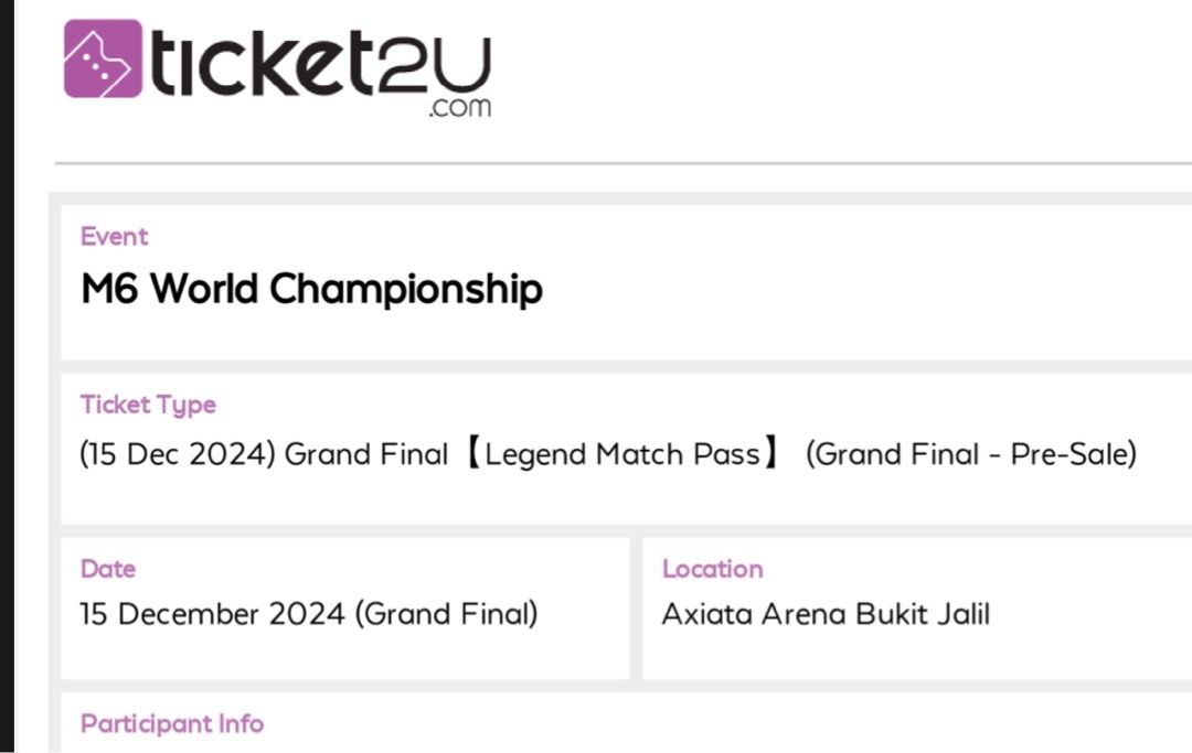 Ticket M6 Grand Final MLBB di Axiata Arena, Tickets & Vouchers, Event ...