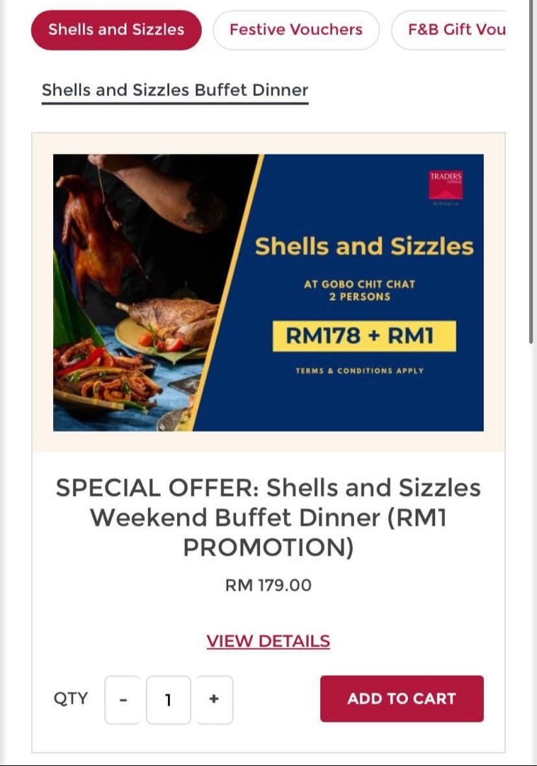 Traders Hotel KL - Buffet Dinner Voucher, Tickets & Vouchers, Vouchers ...