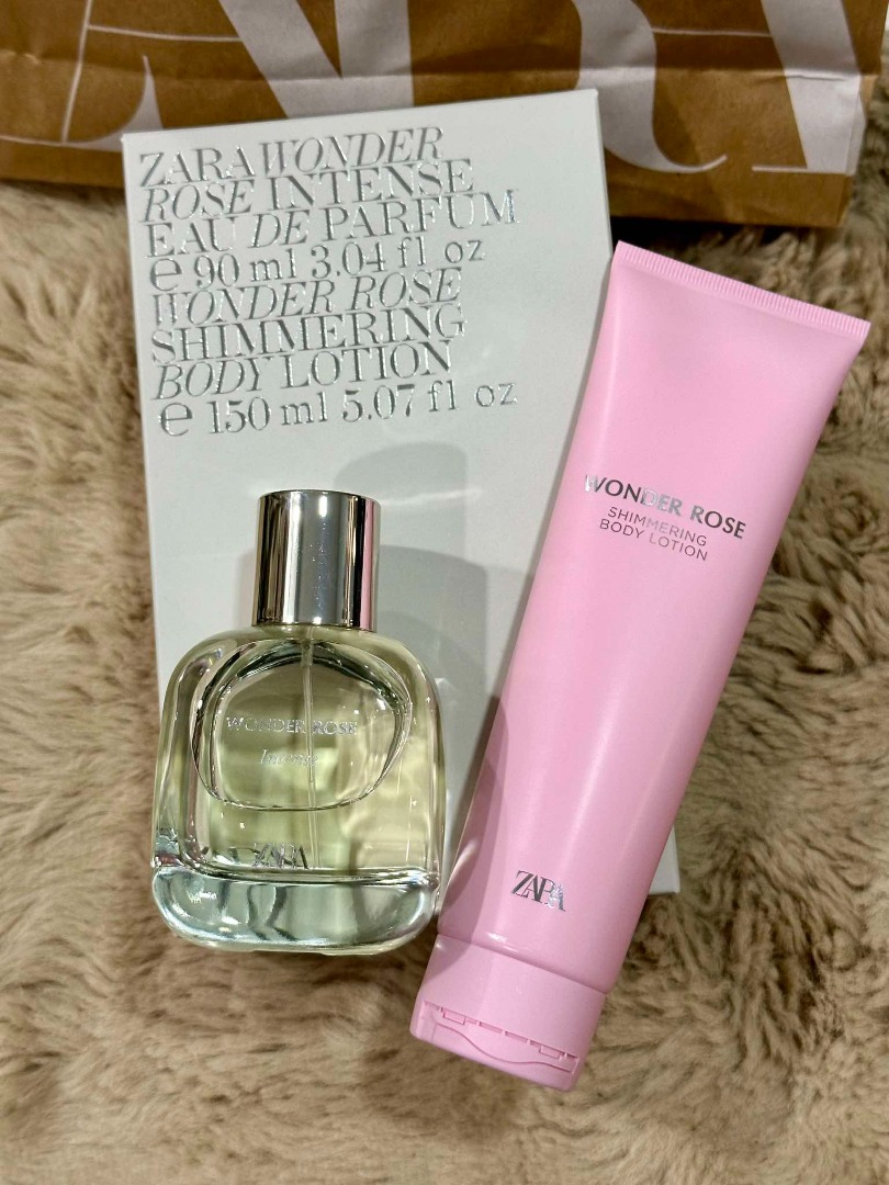 ZARA WONDER ROSE INTENSE CHRISTMAS EDP 90 ML / 3.0 FL. OZ + GLITTER CREAM 150 ML / 5.0 FL. OZ ...