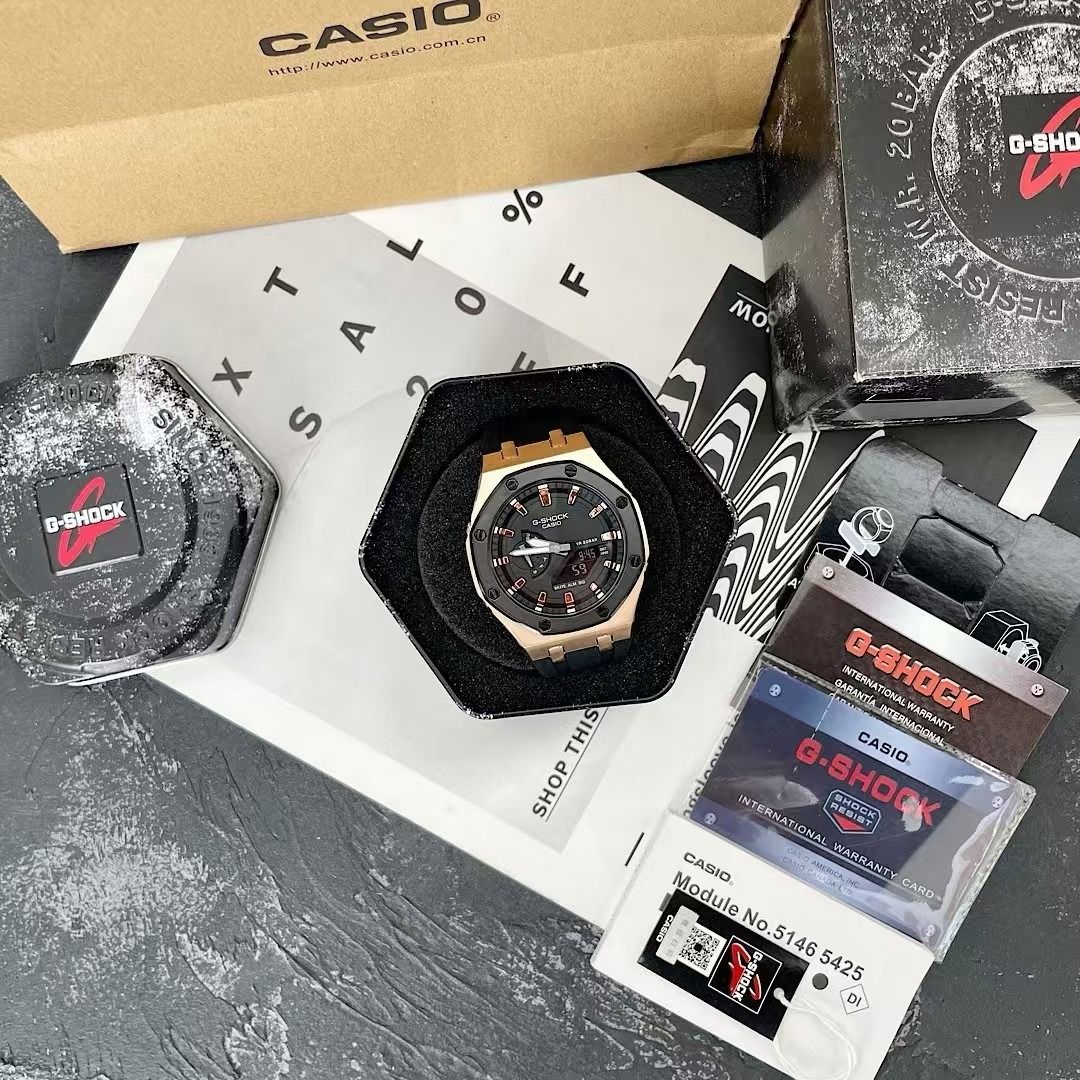 Casio new black and gold color matching original movement watch, Men's ...