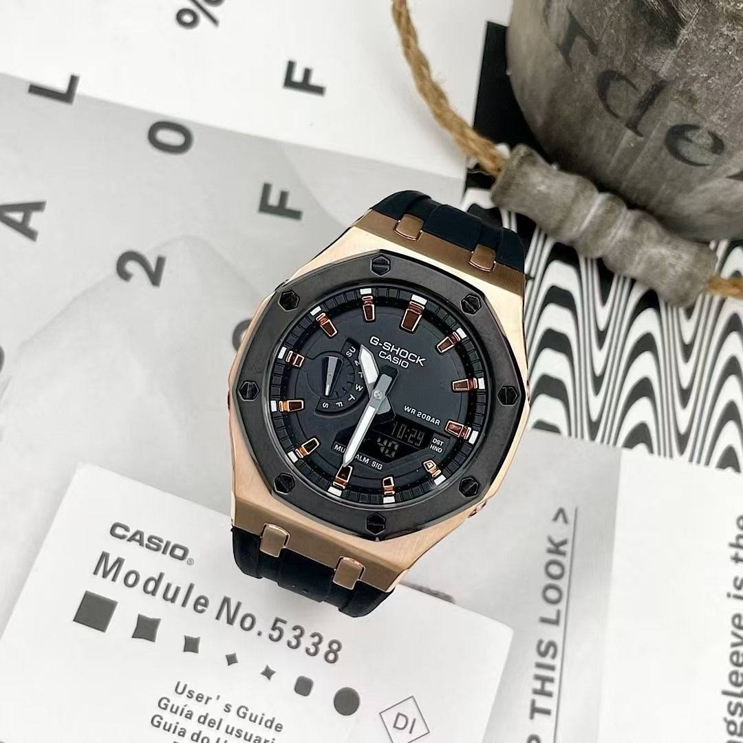 Casio new black and gold color matching original movement watch, Men's ...