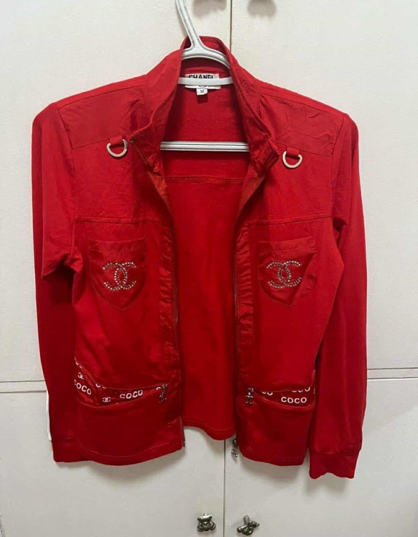 Chanel Red Vintage Jacket, Luxury, Apparel on Carousell