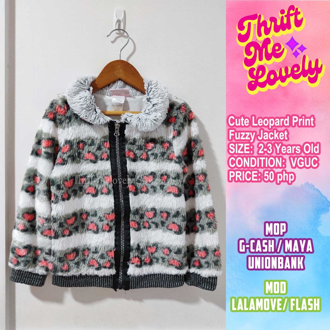 Cute Leopard Print Fuzzy Jacket, Babies & Kids, Babies & Kids Fashion ...