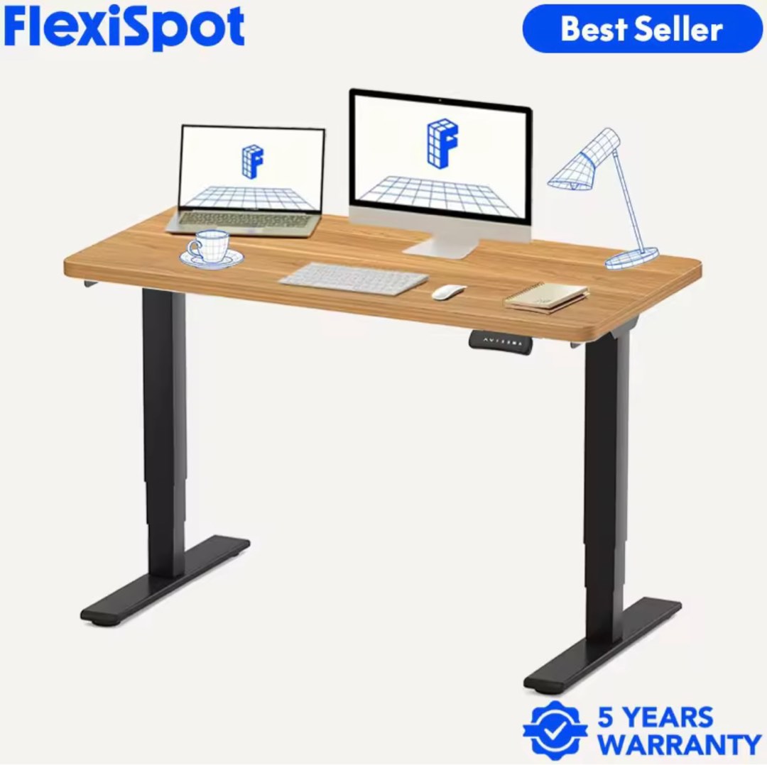 FlexiSpot E5 Standard Standing Desk Height Adjustable 2-Motor 3-Stage Reversed Column, Furniture ...