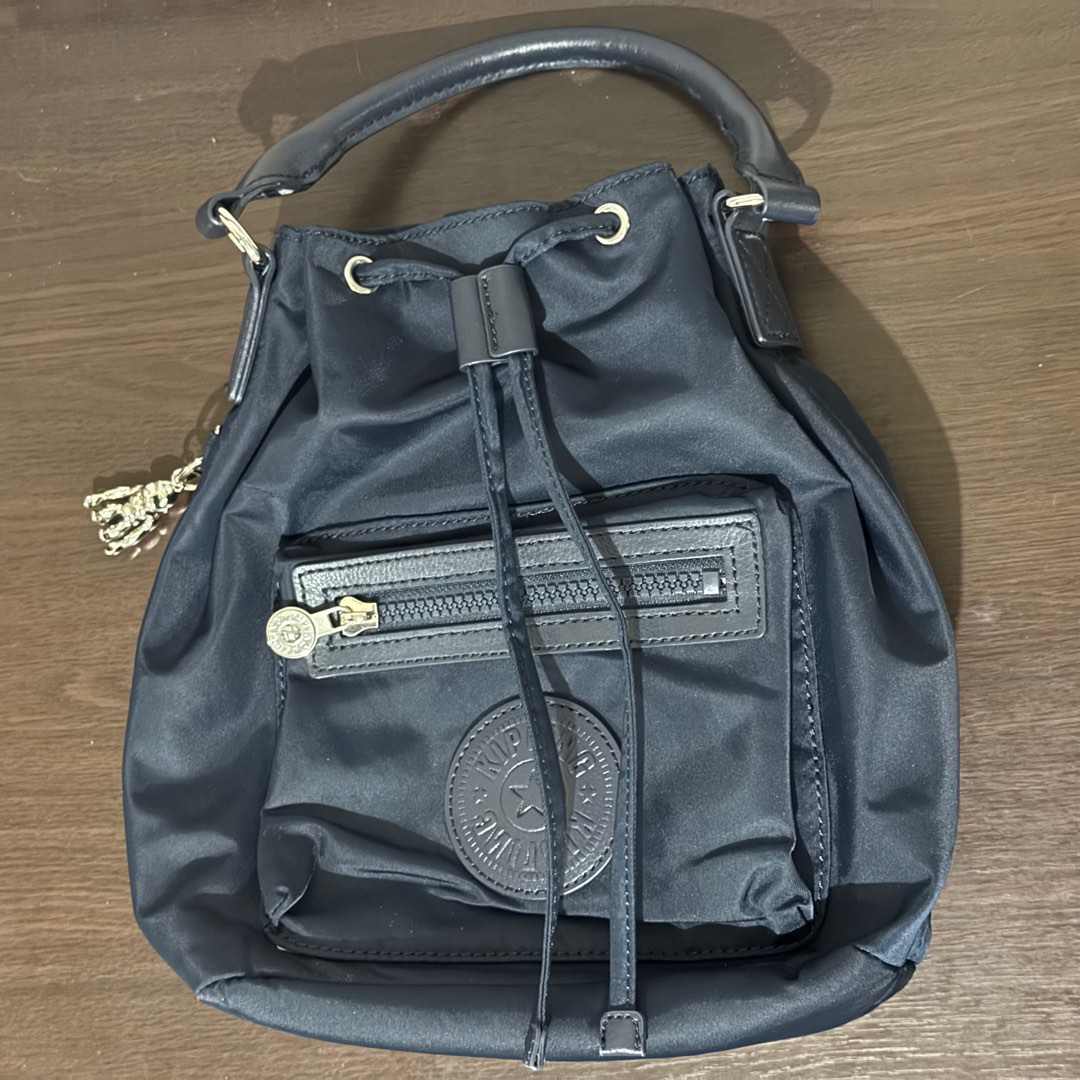 Kipling Mini 2-way Drawstring Bag in True Blue Twill, Women's Fashion ...