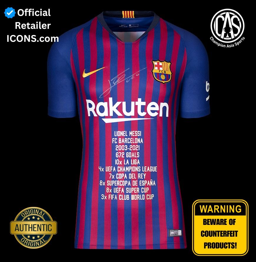 Lionel Messi Official FC Barcelona Front Signed 2018-19 Home Shirt ...