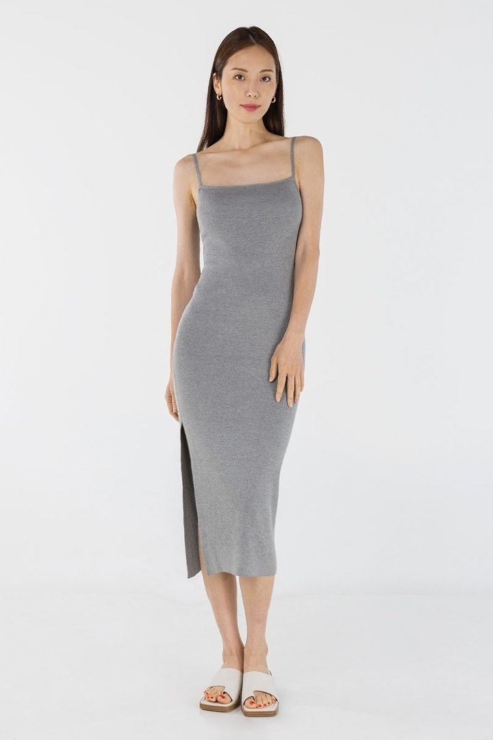 Liz Removable Tie-String Cami Knit Midi Dress, Women's Fashion, Dresses ...