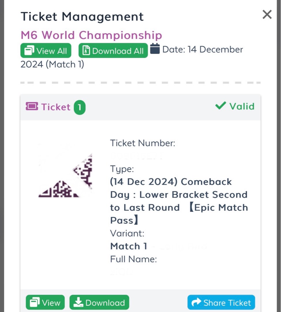 M6 Mobile Legends Ticket, Tickets & Vouchers, Event Tickets on Carousell