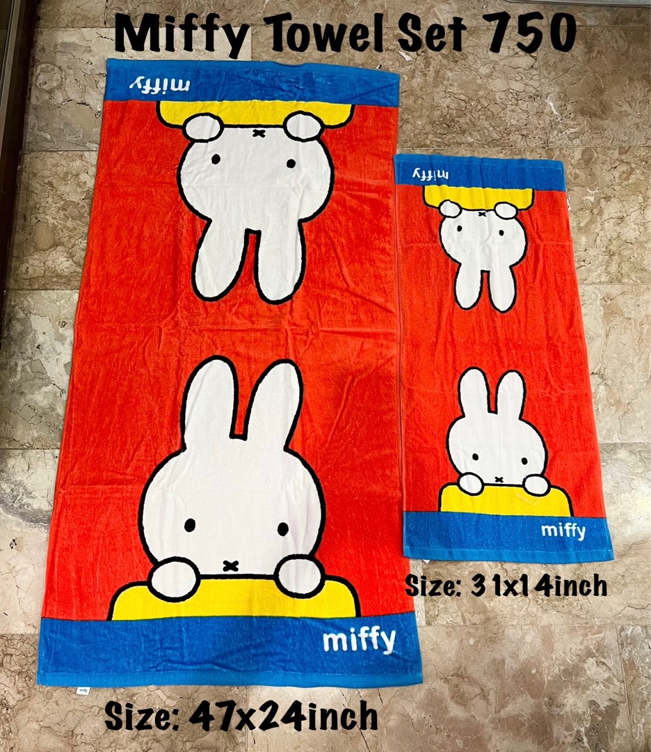 Miffy Bath Towels, Furniture & Home Living, Bedding & Towels on Carousell