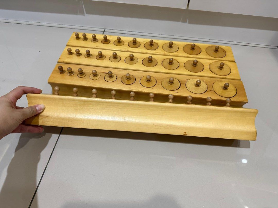 Montessori Wooden Knobbed Cylinder Blocks - Set of 4, Hobbies & Toys ...