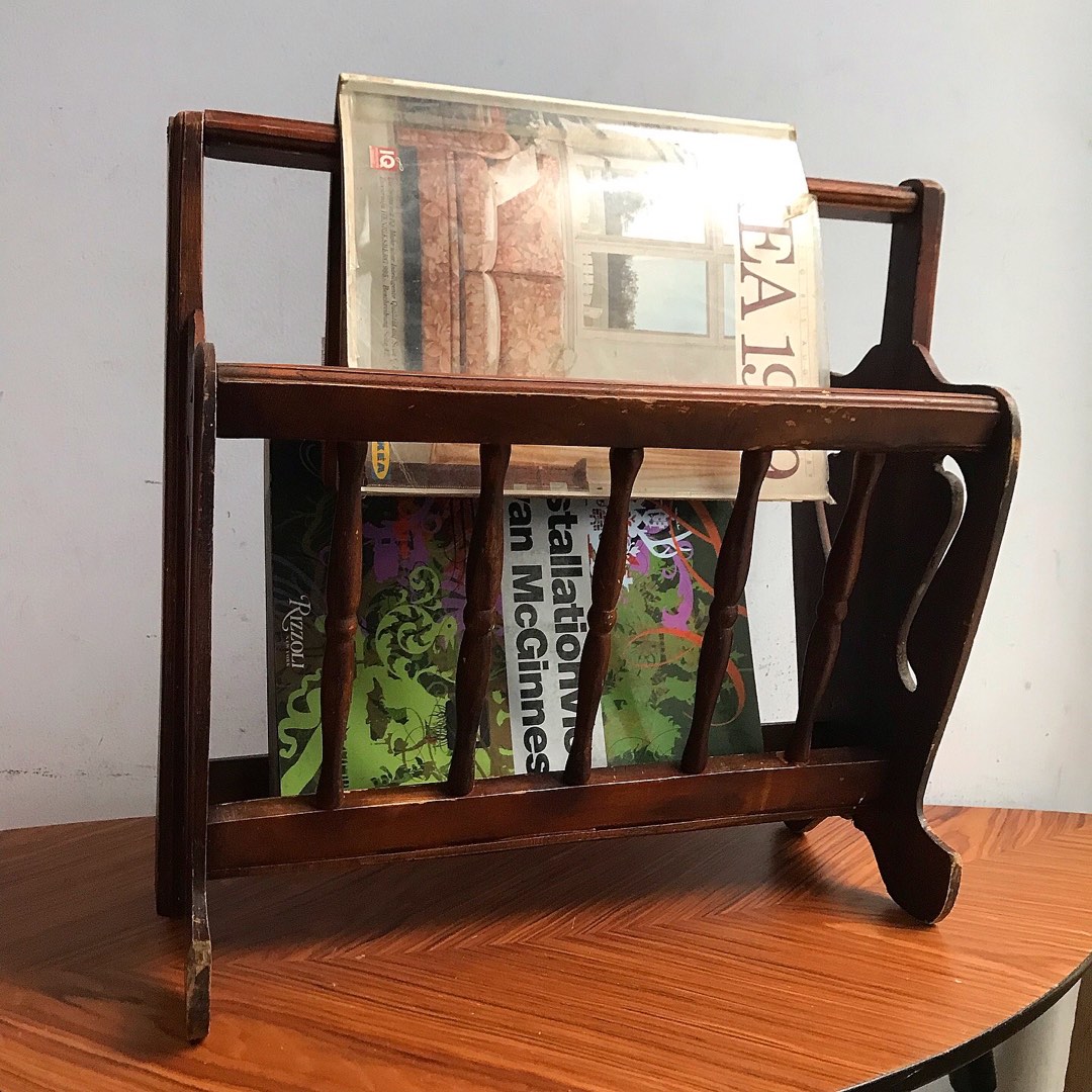 Rak Buku Vintage 1970s Vintage Solid Wooden rack kayu jati Magazine ...