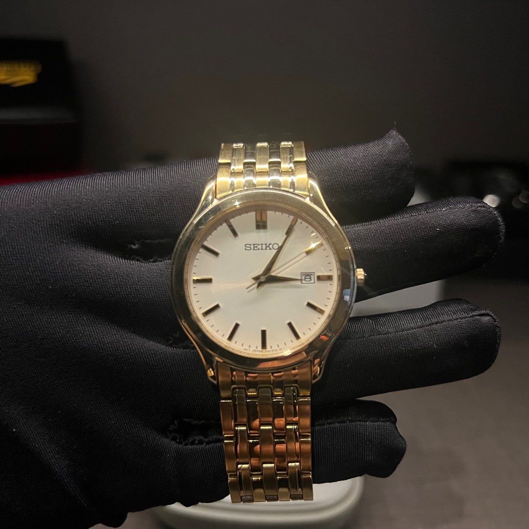 Seiko Rare Vintage 1990s Gold Plated White Dial Ultra Thin NOS, Men's ...