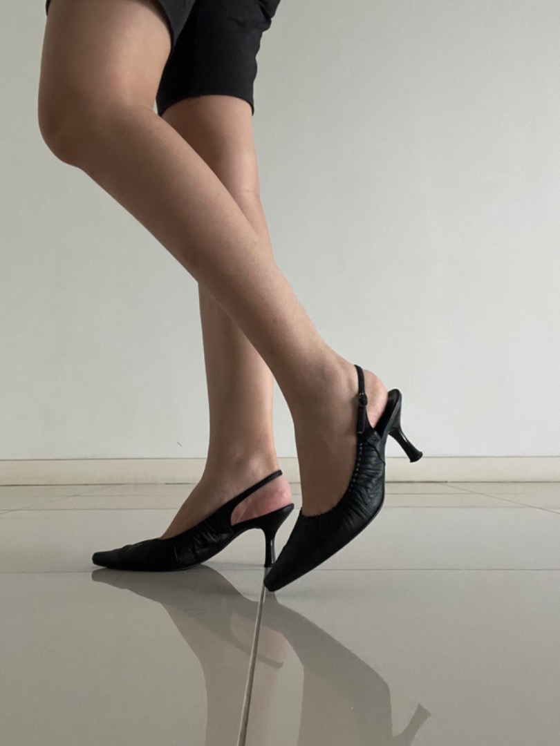 Ginza Diana - Black Slingback Heels, Women's Fashion, Footwear, Heels ...