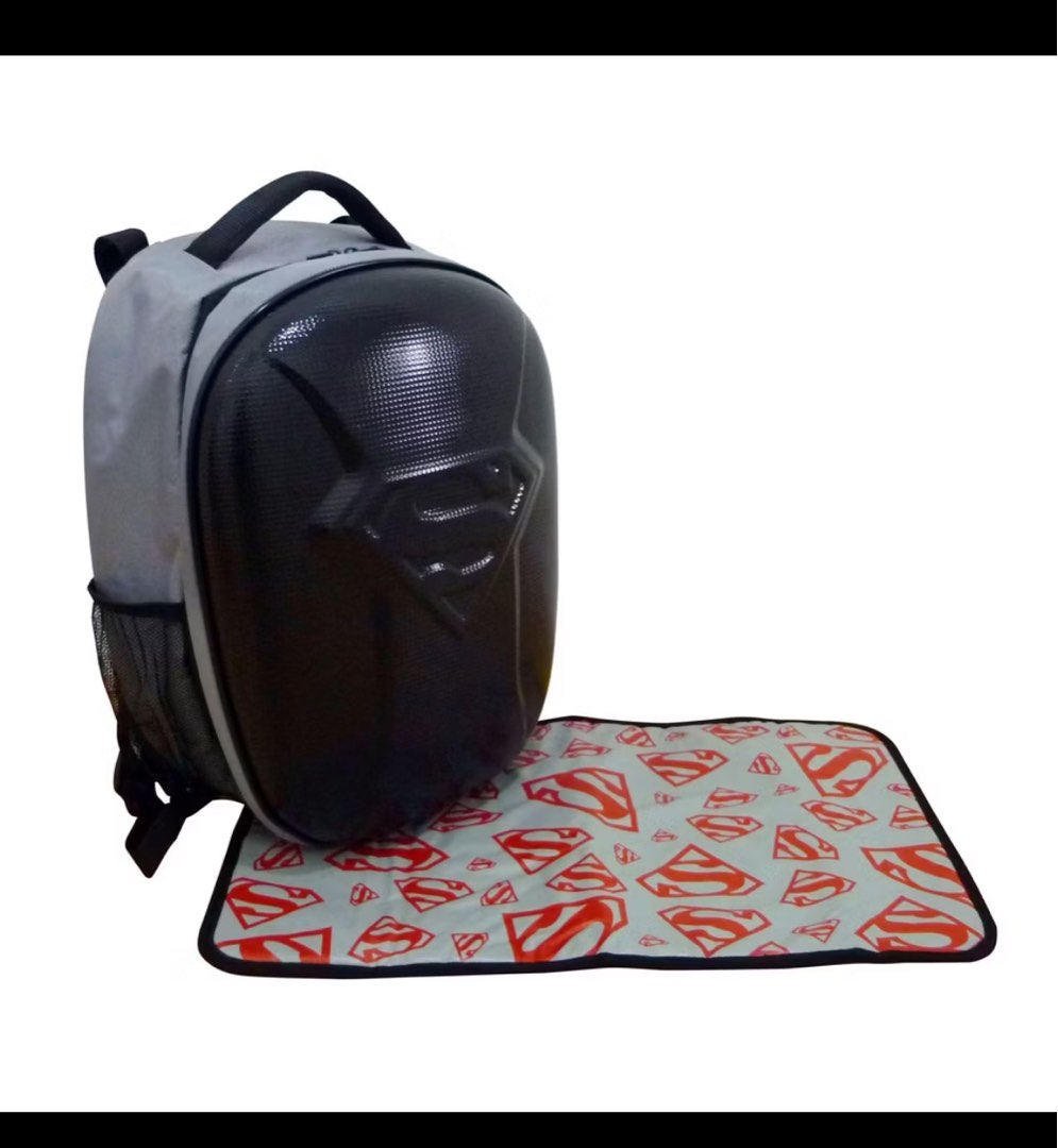 Superman Hardcase Diapers Bag + Changing mat, Babies & Kids, Going Out ...