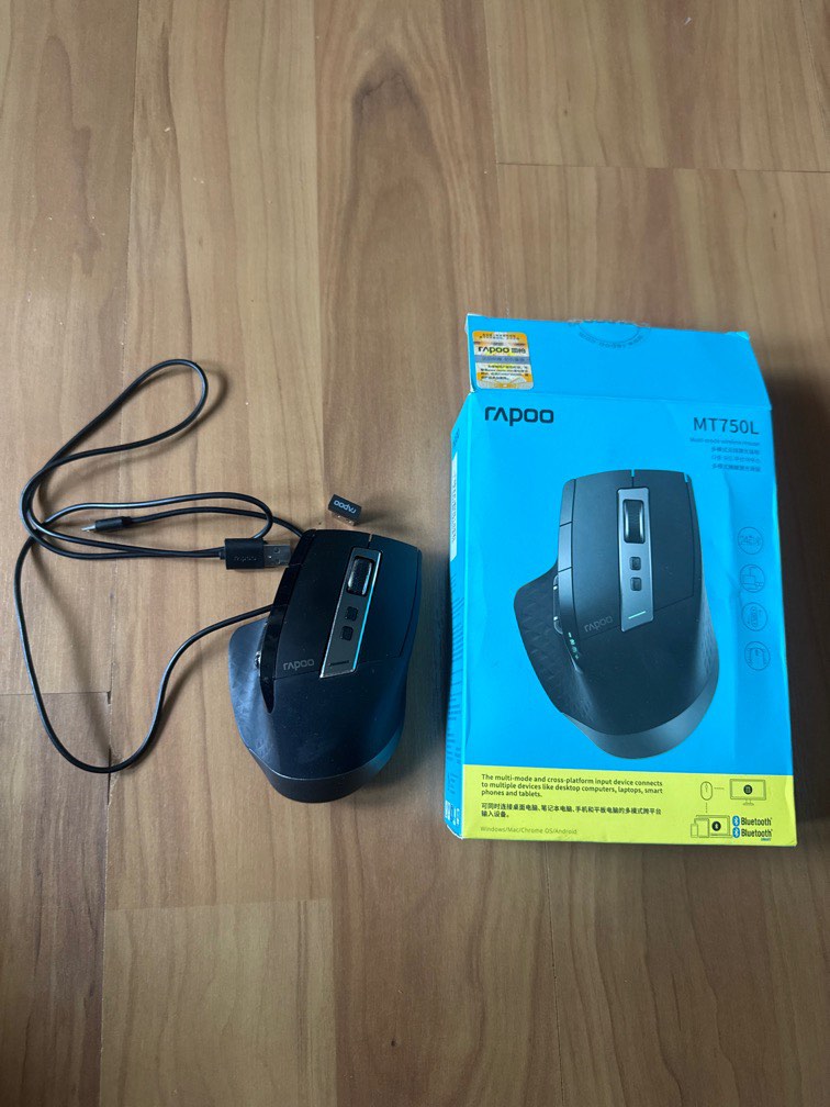 USED Preloved Rapoo MT750L Multi mode Wireless Mouse with box everything, Computers & Tech ...