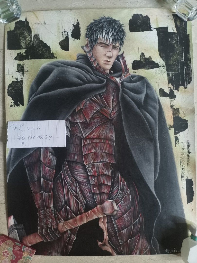 Art Drawing Poster Guts Berserk Berserker armor, Hobbies & Toys, Art ...