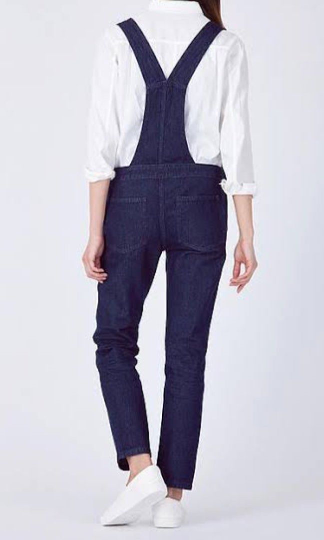 GU UNIQLO Overalls Salopette Denim Jumpsuit- Small, Women's Fashion ...