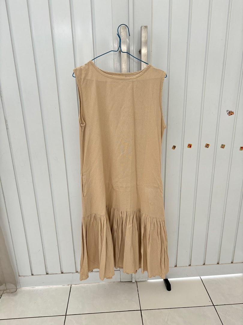 Linen dress maxi dress midi dress Bagus, Fesyen Wanita, Pakaian Wanita ...