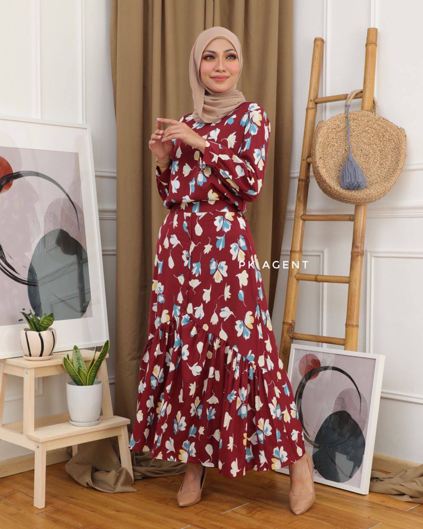 Nolly Set in Maroon, Women's Fashion, Dresses & Sets, Sets or ...
