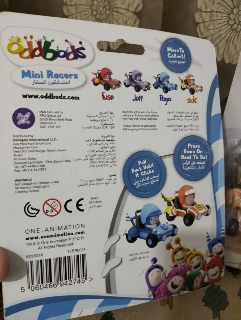 One animation Oddbods Mini Racers 2 in 1, 1/36 scale, Pull back racers ...