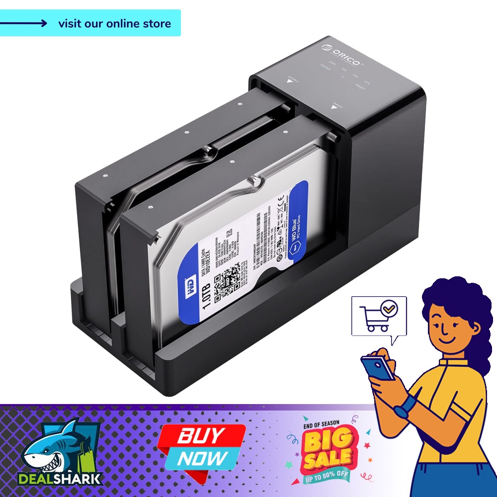 ORICO USB 3.0 to SATA Dual Bay External Hard Drive Docking Station Enclosure for 2.5 or 3.5 in ...