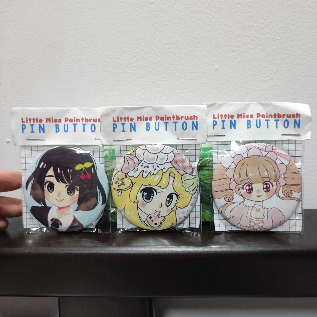 Set of 3 kawaii cute girl button pins, Hobbies & Toys, Memorabilia ...