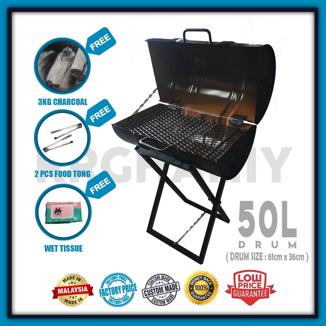 Tong Drum BBQ 50L BBQ Set Complete With Grill Net Medium Size - Low Market Price, TV & Home ...