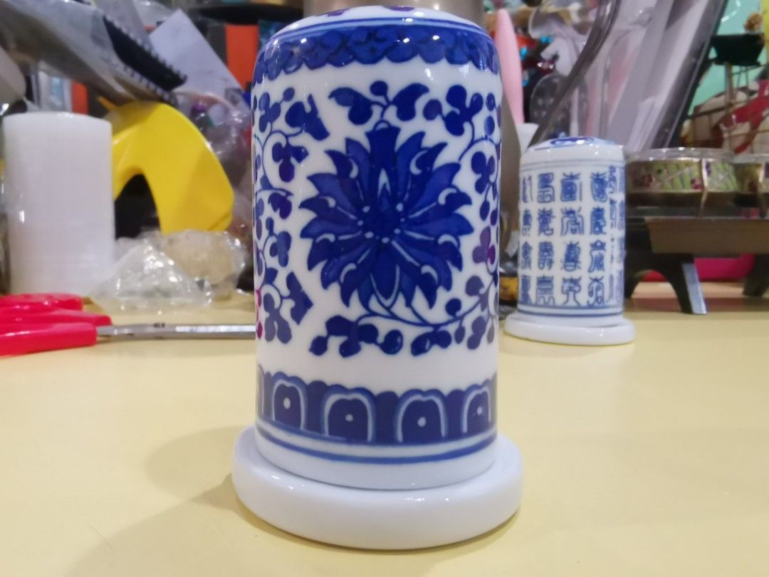 Vintage Chinese Style Blue White Design Ceramic Toothpick Holder ...