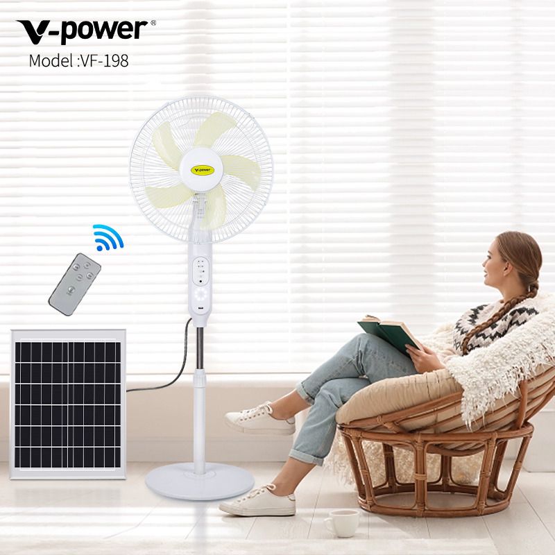 V-power VF-198 Solar fan with panel Electric Fan Rechargeable fan Built ...