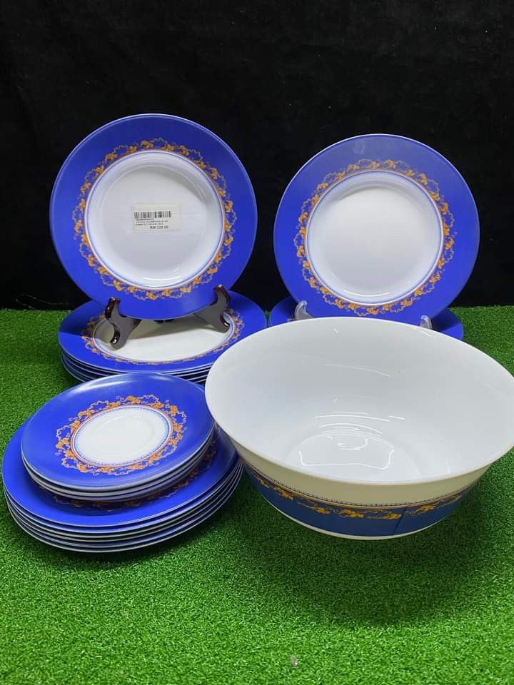Arcopal Grapevine Blue Rim 22pcs Dinner set, Furniture & Home Living ...