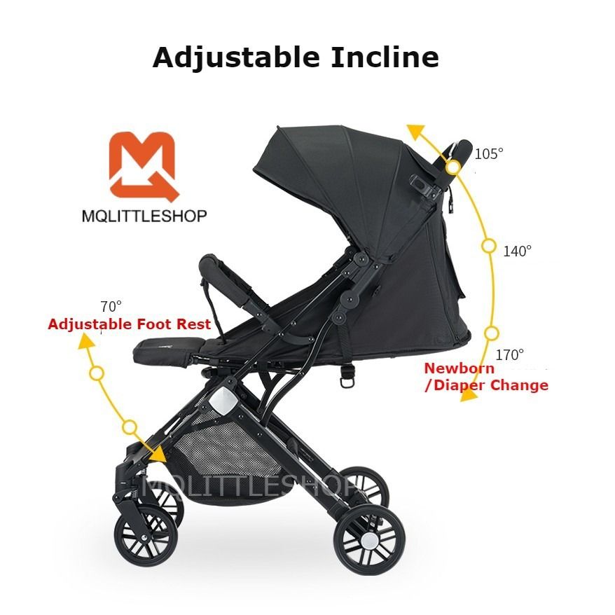 Cabin Sized Pram baby stroller light weight compact fold pull bar easy ...