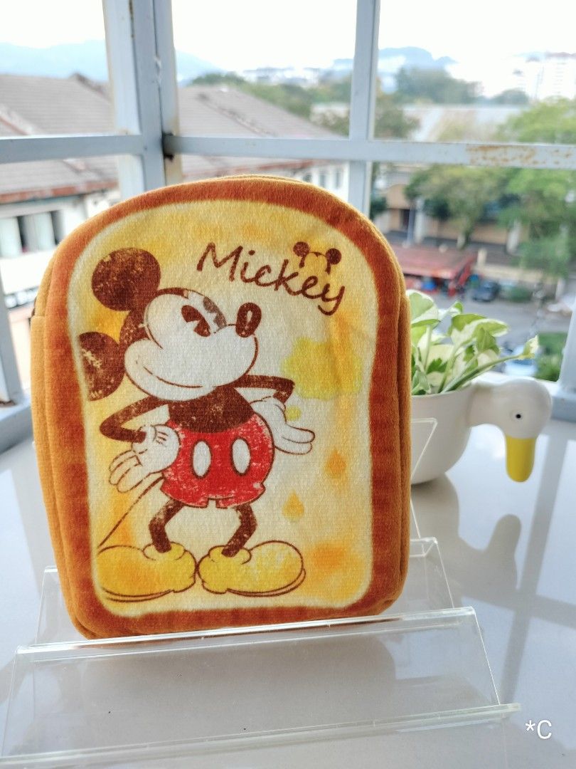 Disney Mickey Toast Bread plush pouch, Women's Fashion, Bags & Wallets ...